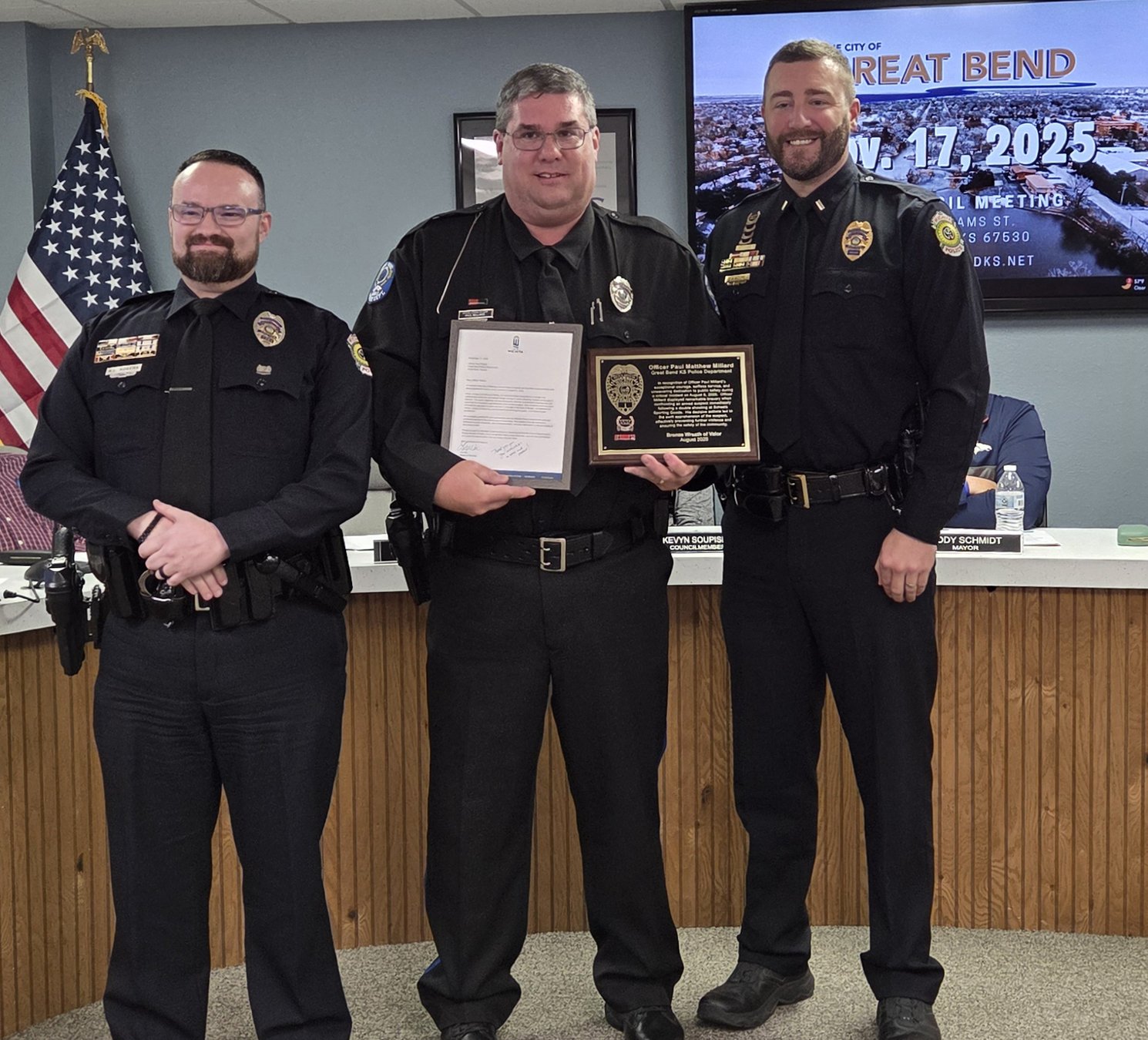 GBPD SRO Paul Millard awarded Bronze Wreath of Valor by Wichita PD ...